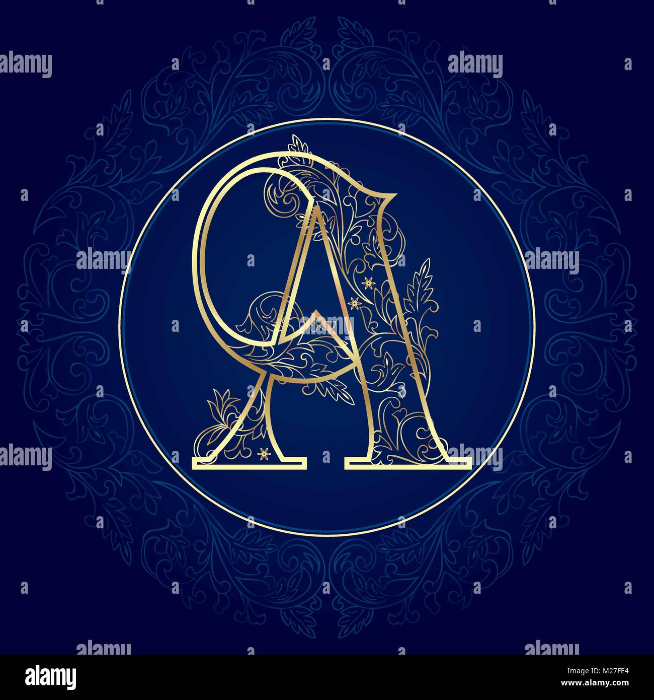 Vintage floral alphabet, letter A. Vector illustration Stock Vector ...