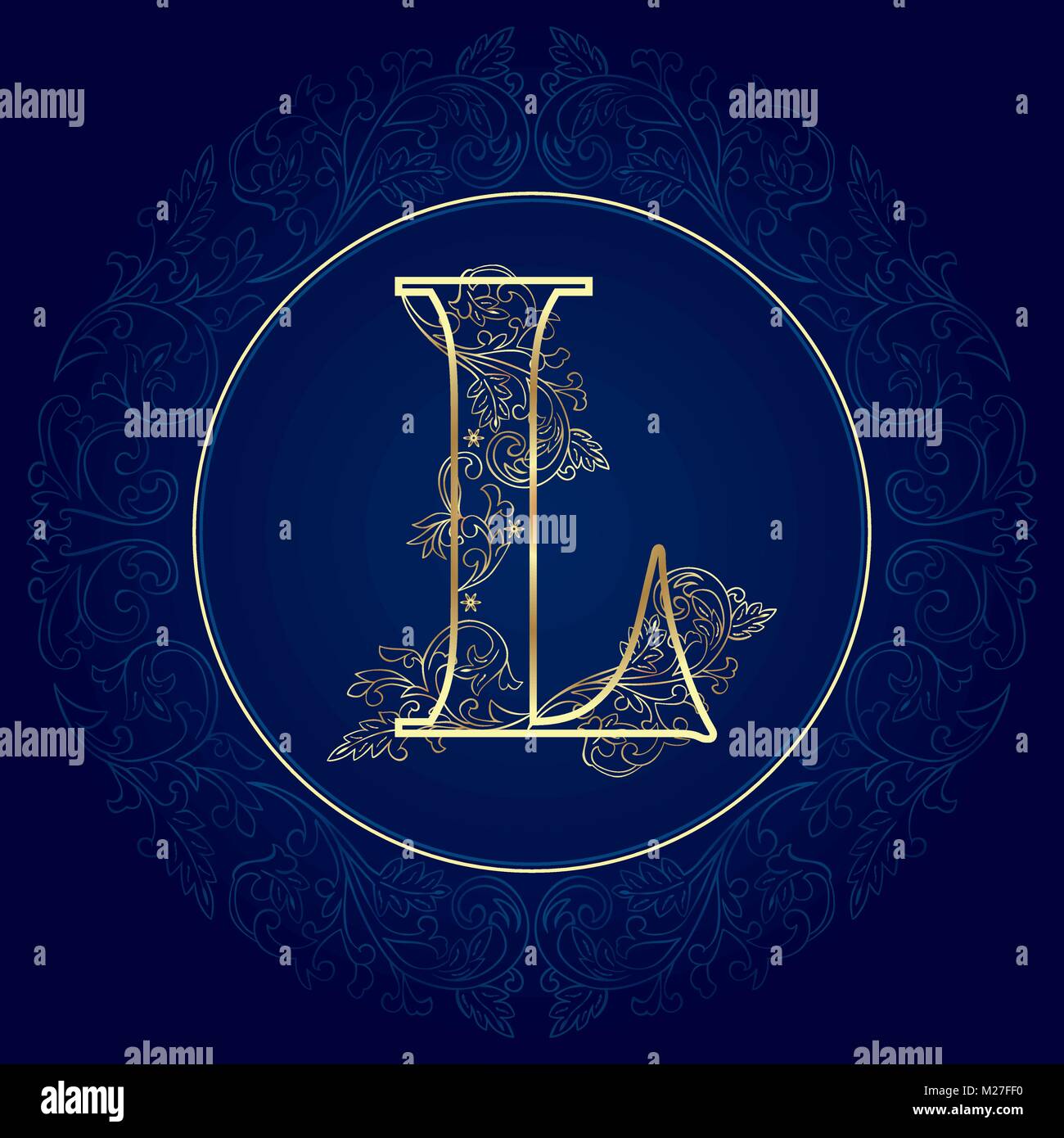 Vintage floral alphabet, letter L. Vector illustration Stock Vector ...