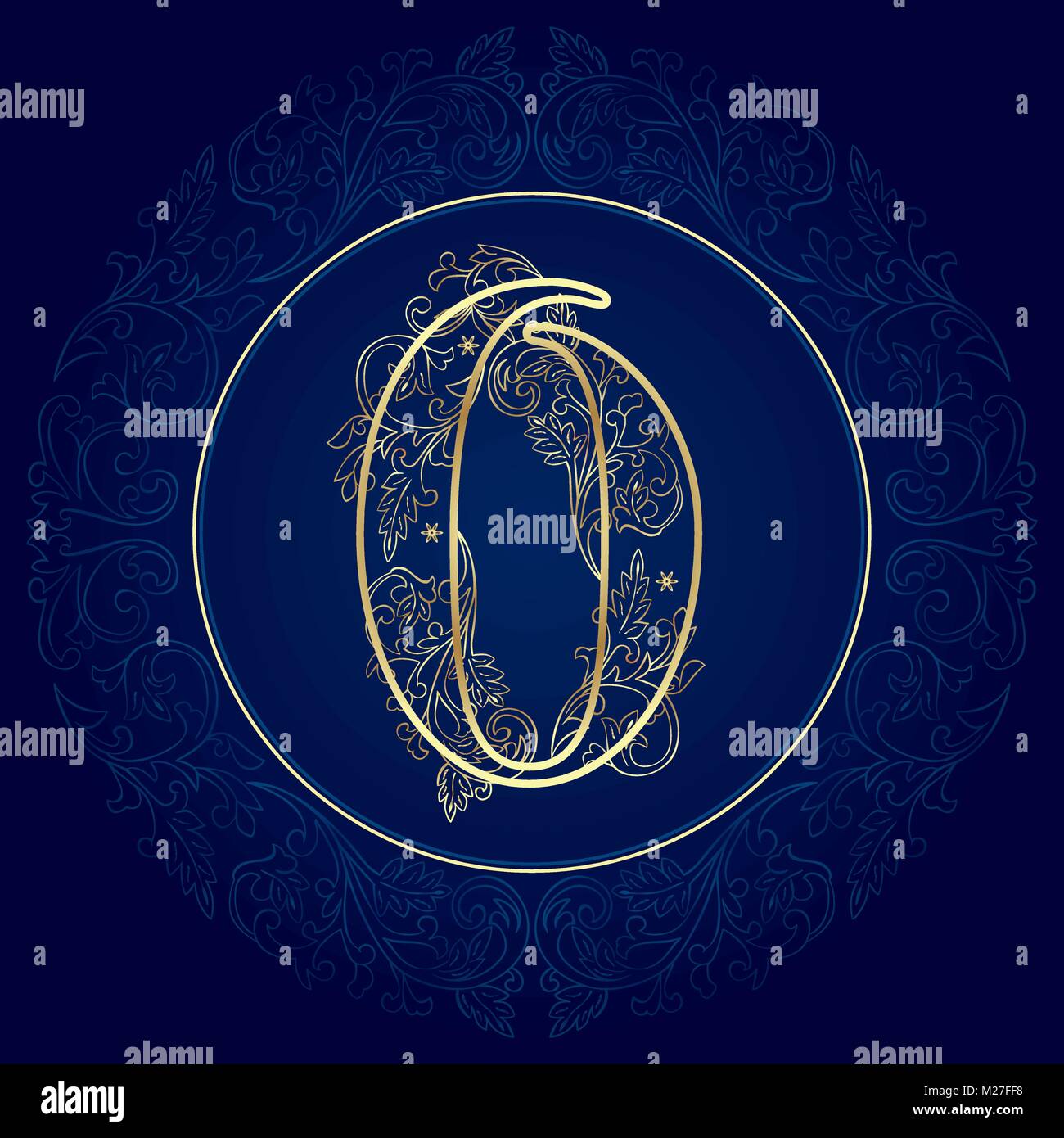 Vintage floral alphabet, letter O. Vector illustration Stock Vector ...