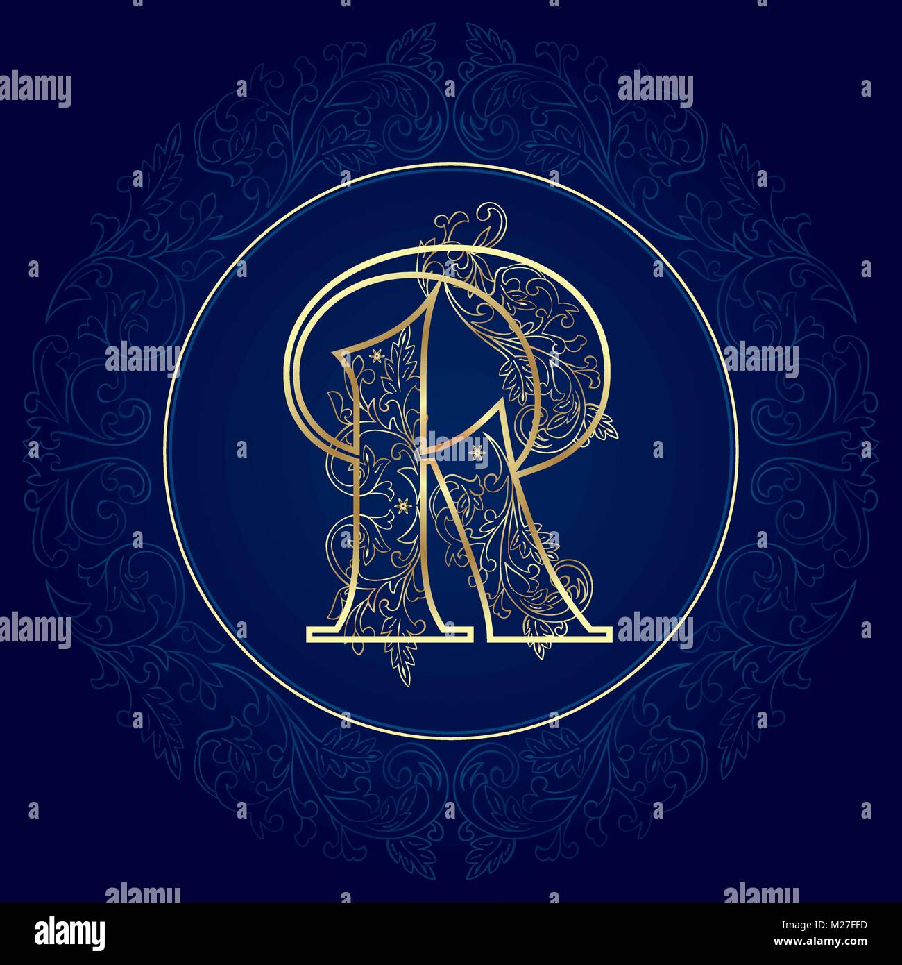 Vintage floral alphabet, letter R. Vector illustration Stock Vector ...