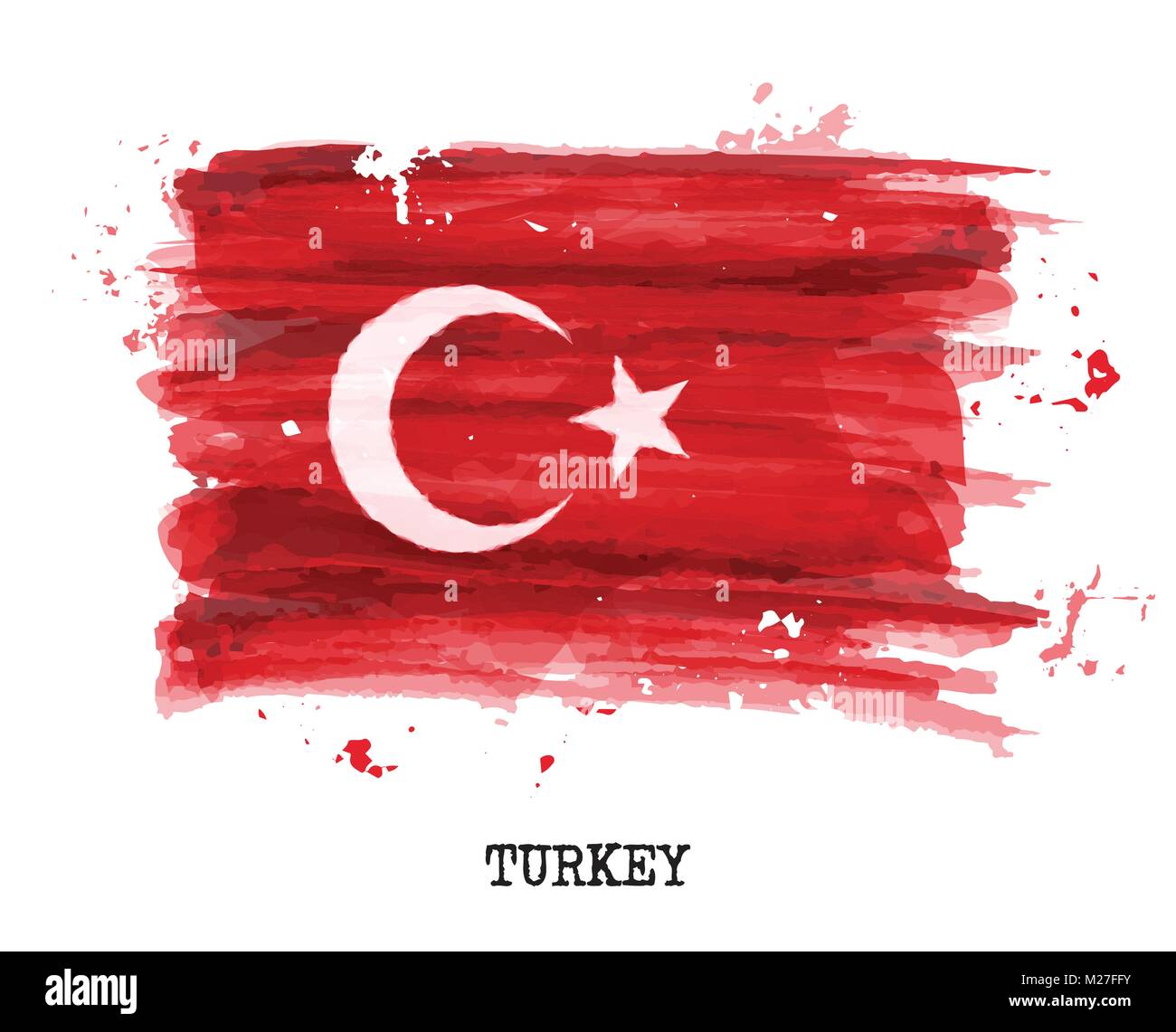 Watercolor painting flag of Turkey . Vector Stock Vector Image & Art ...