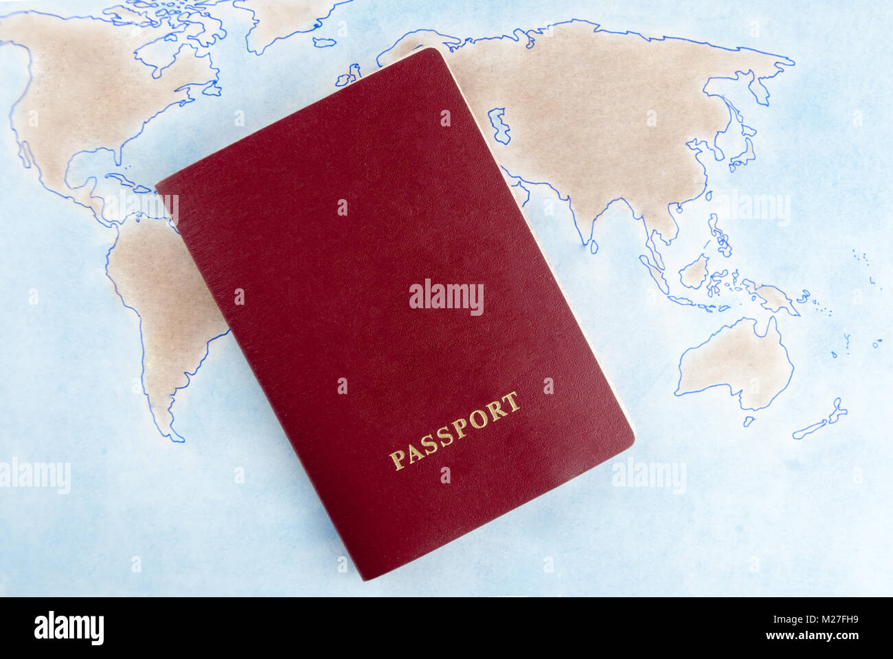 The passport is on the world map. Symbolizes travel, vacation Stock ...
