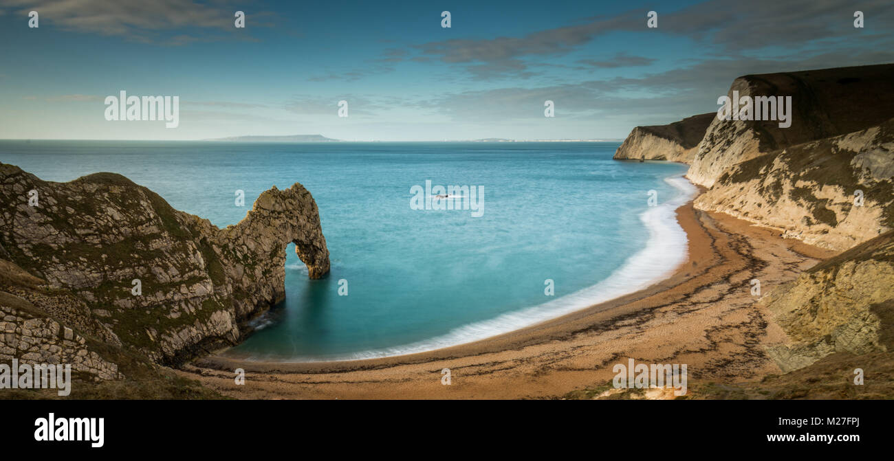 Durdle Door a natural limestone arch on the Jurassic Coast in Dorset ...