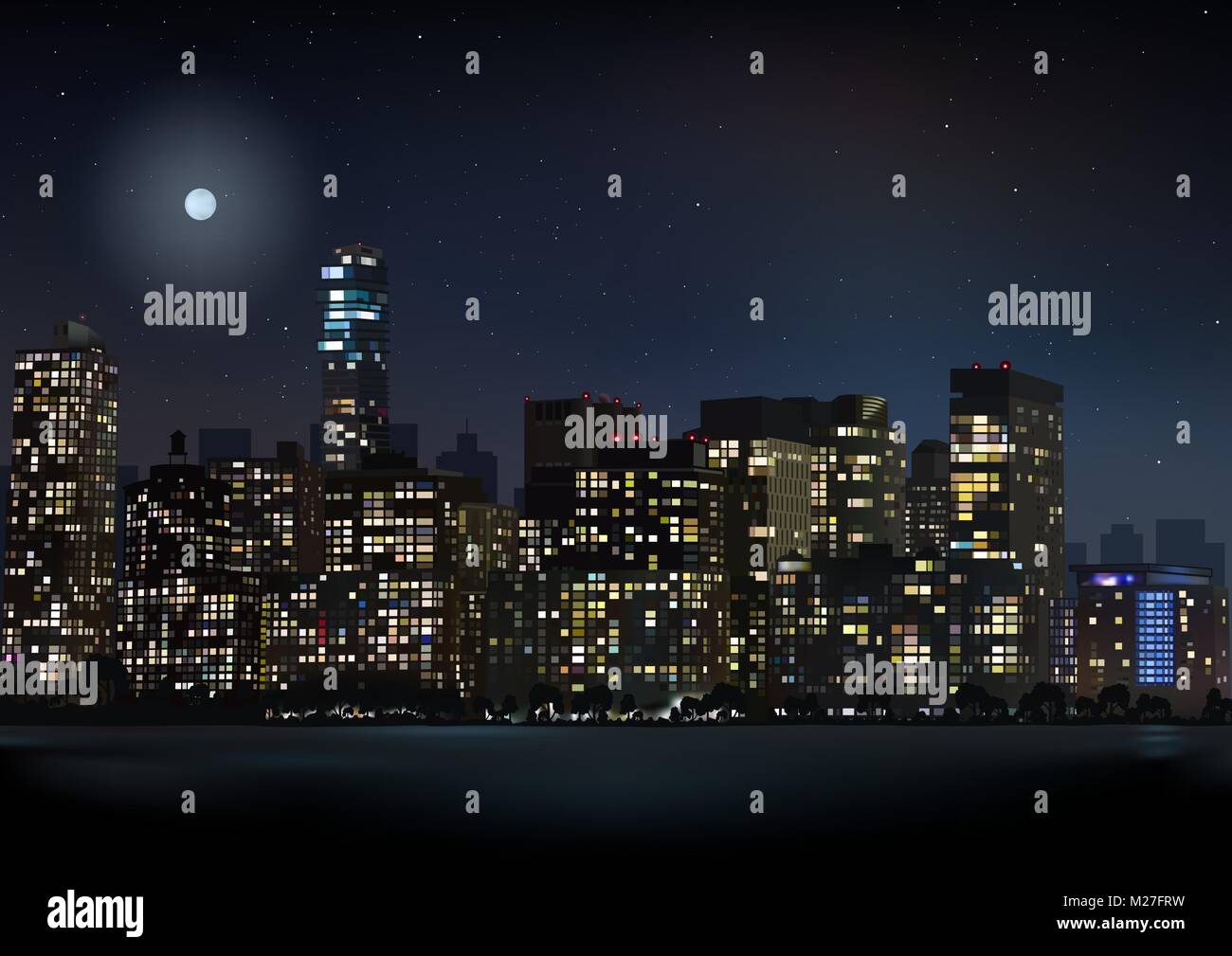Night City Skyline Stock Vector Image & Art - Alamy
