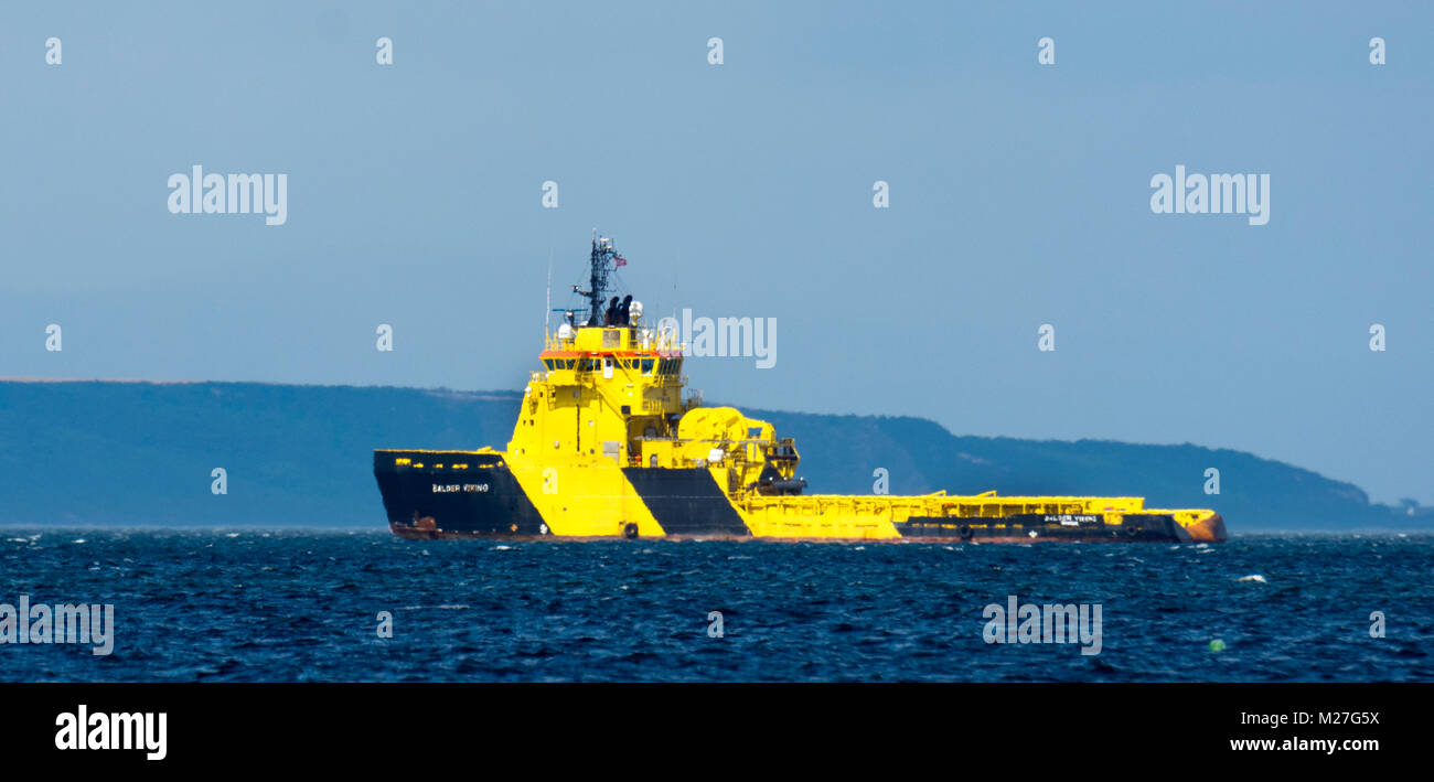 Oil rig supply ship, near Nairn Stock Photo - Alamy