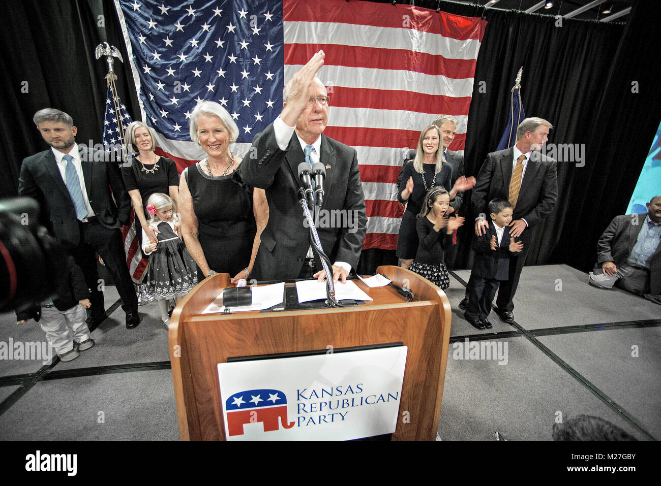 Topeka, Kansas 11-4-2014 Senator Pat Roberts with his wife Franki at ...