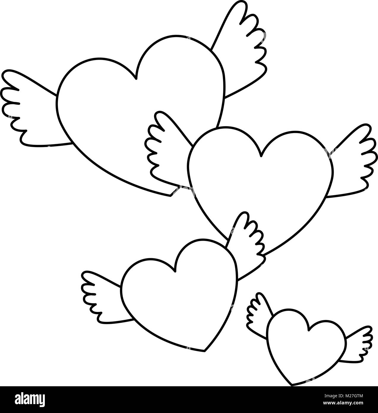 hearts love with wings vector illustration design Stock Vector Image ...