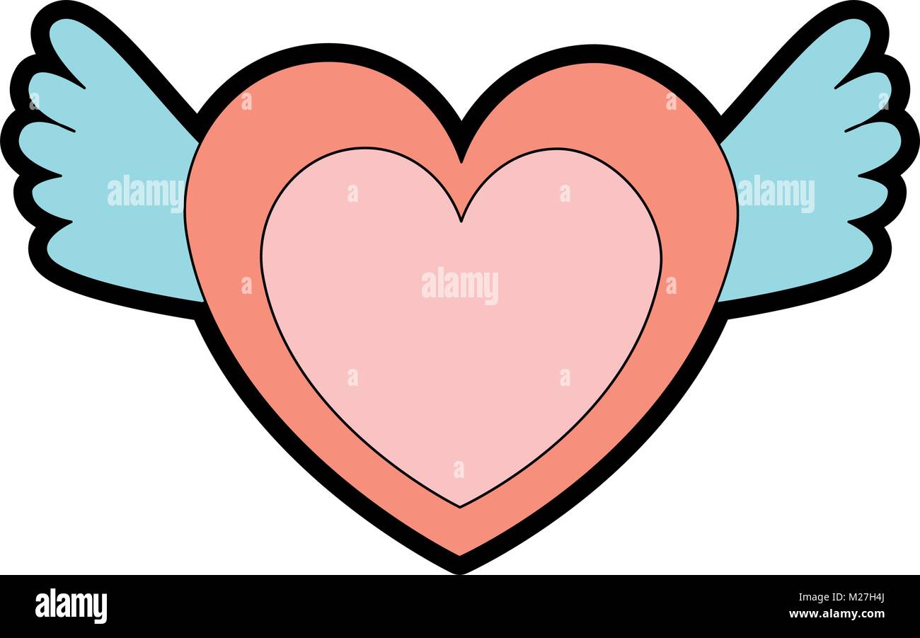 heart love with wings vector illustration design Stock Vector Image ...