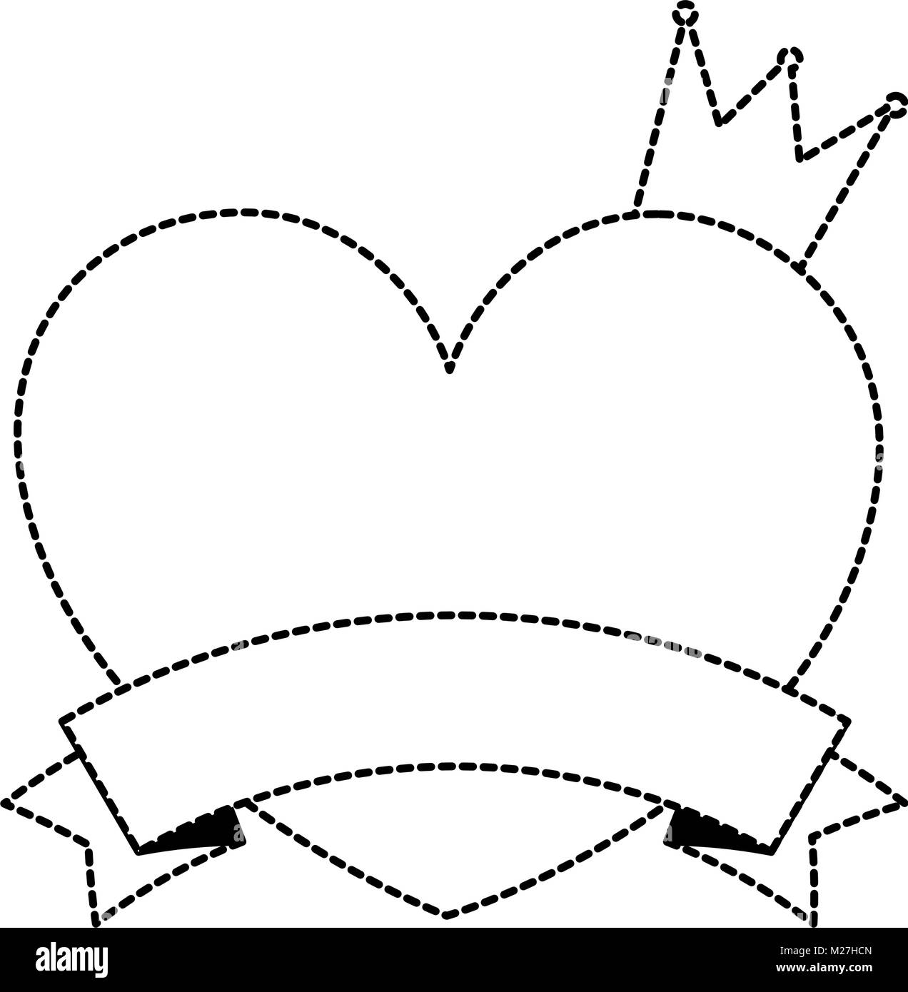 heart love with crown and ribbon vector illustration design Stock ...