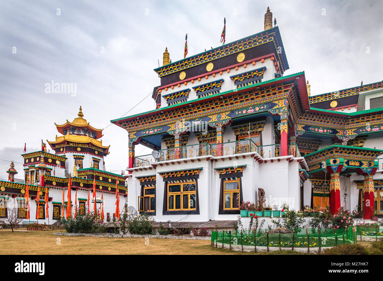 A buddhist monastery in its full golden and red glory, situated in Bir ...