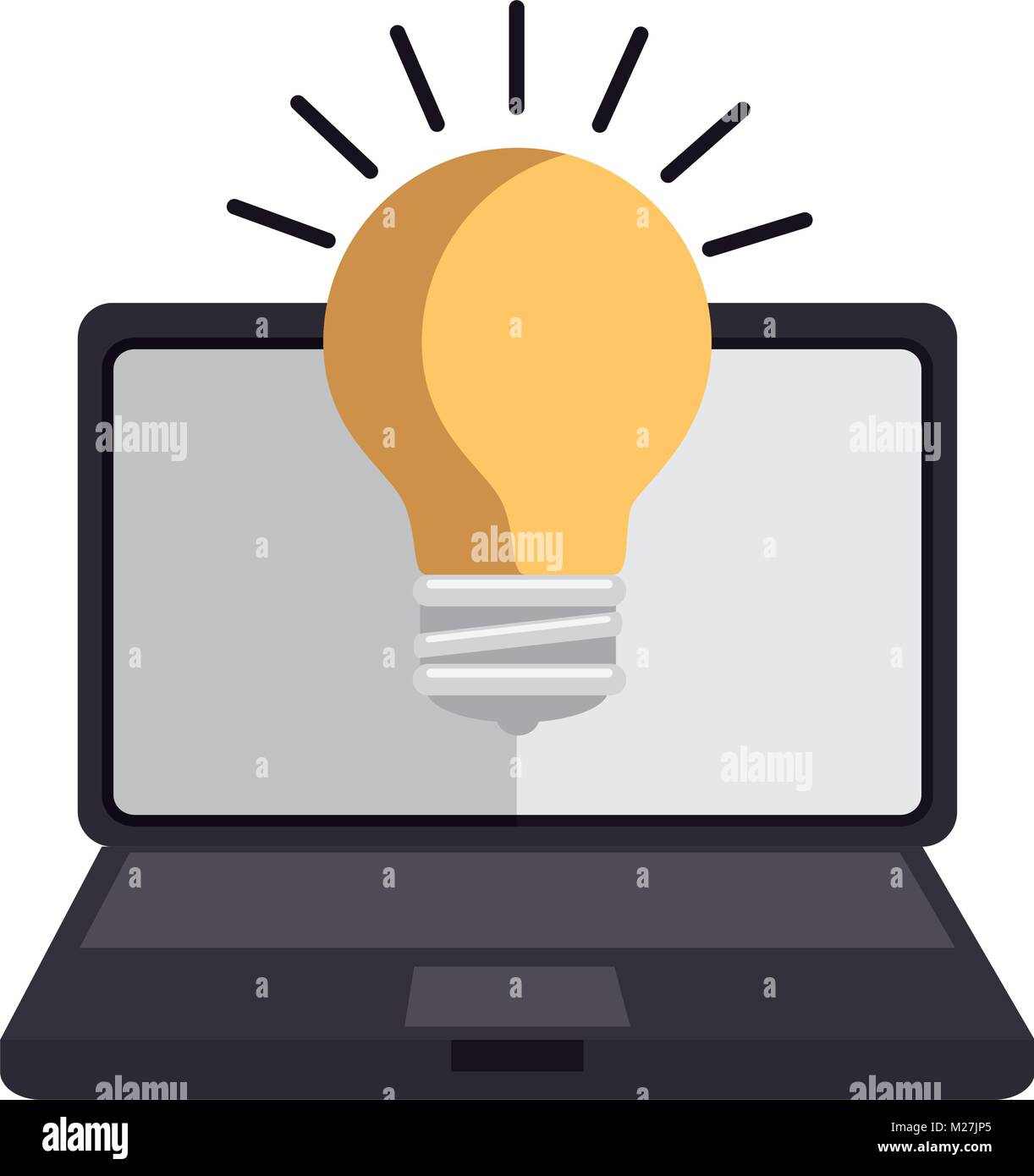 laptop computer with bulb vector illustration design Stock Vector Image ...