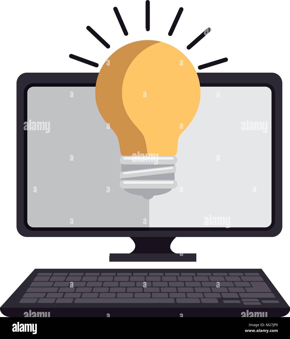 desktop computer with bulb vector illustration design Stock Vector ...