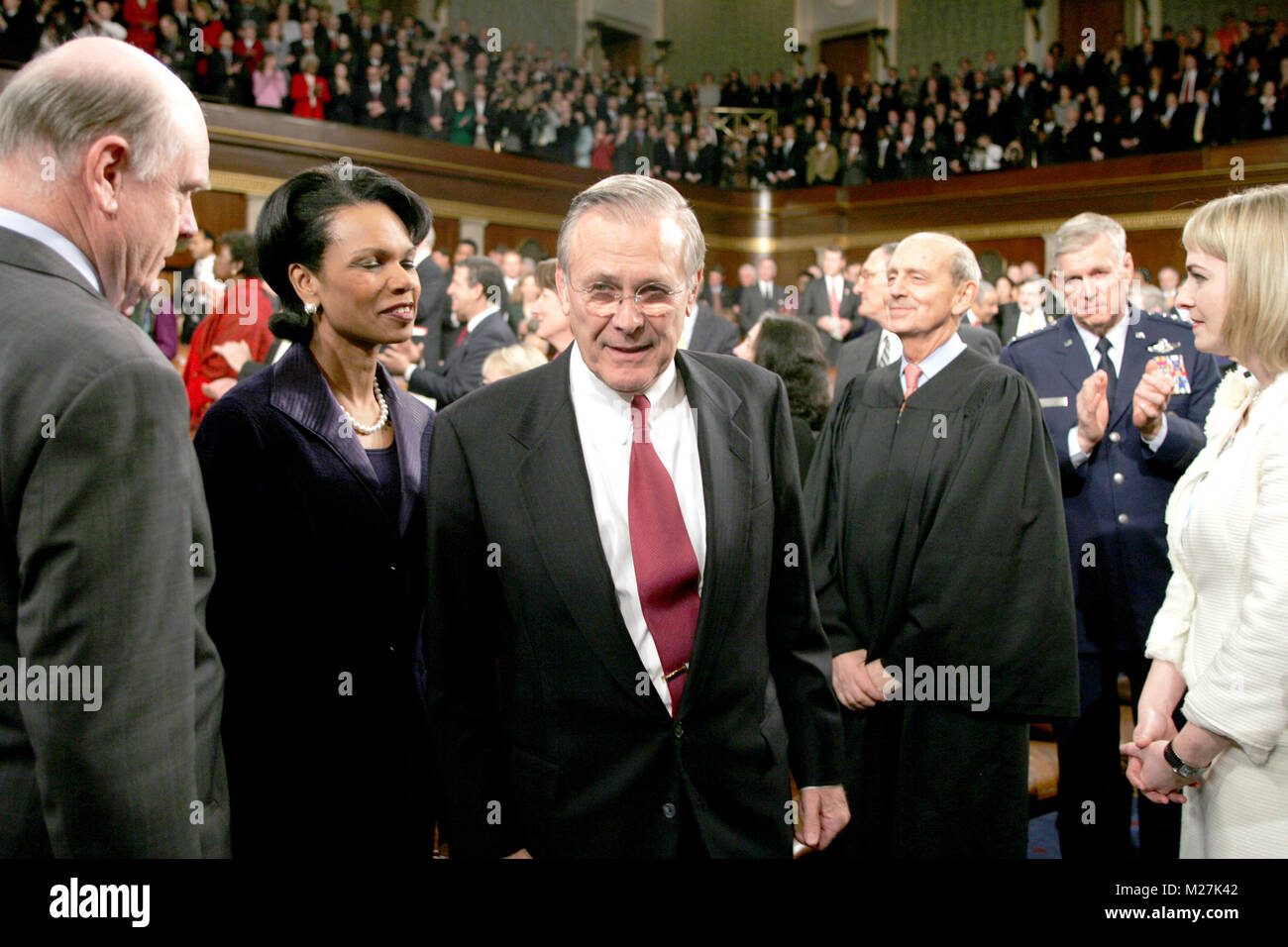 United States Secretary of Defense Donald Rumsfeld, center, arrives in ...