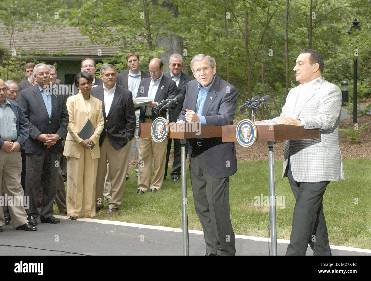 United States President George W. Bush and President Hosni Mubarak of ...