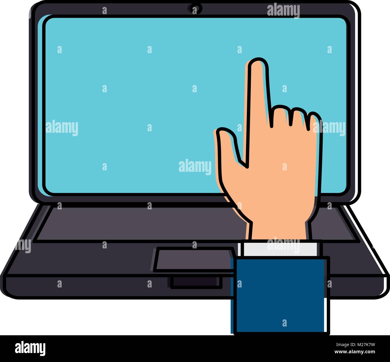 laptop computer with hand user Stock Vector Image & Art - Alamy