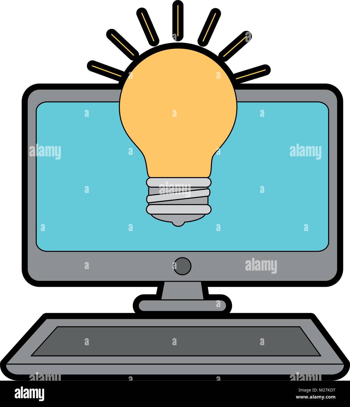 desktop computer with bulb Stock Vector Image & Art - Alamy