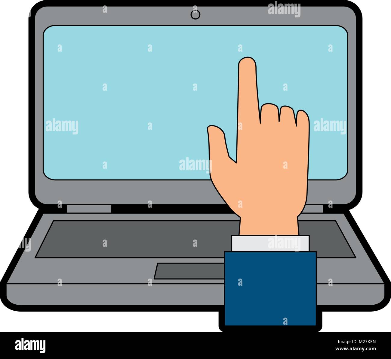 laptop computer with hand user vector illustration design Stock Vector ...