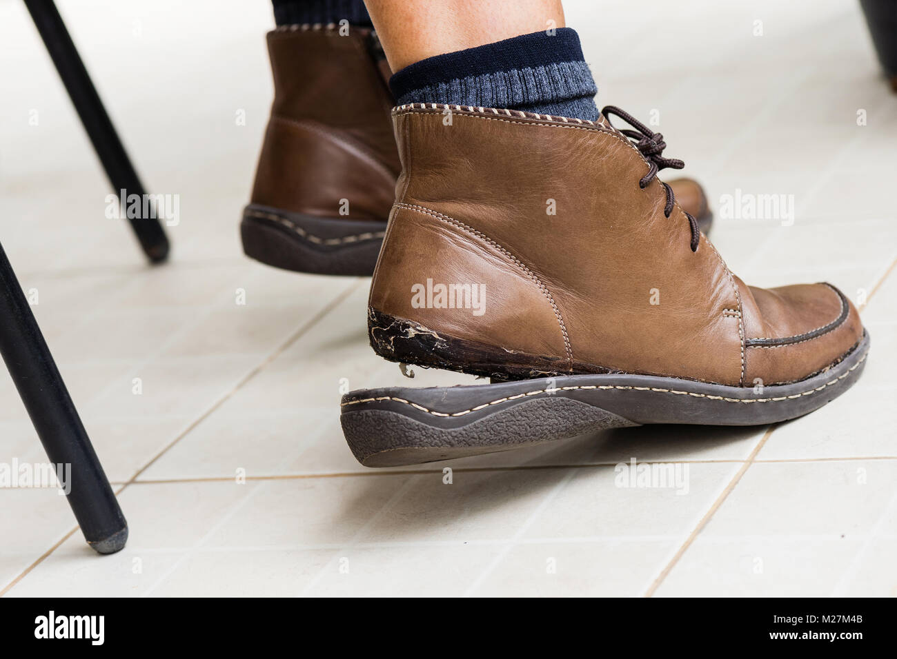 torn women shoe, closeup broken women leather shoe need to repair Stock ...