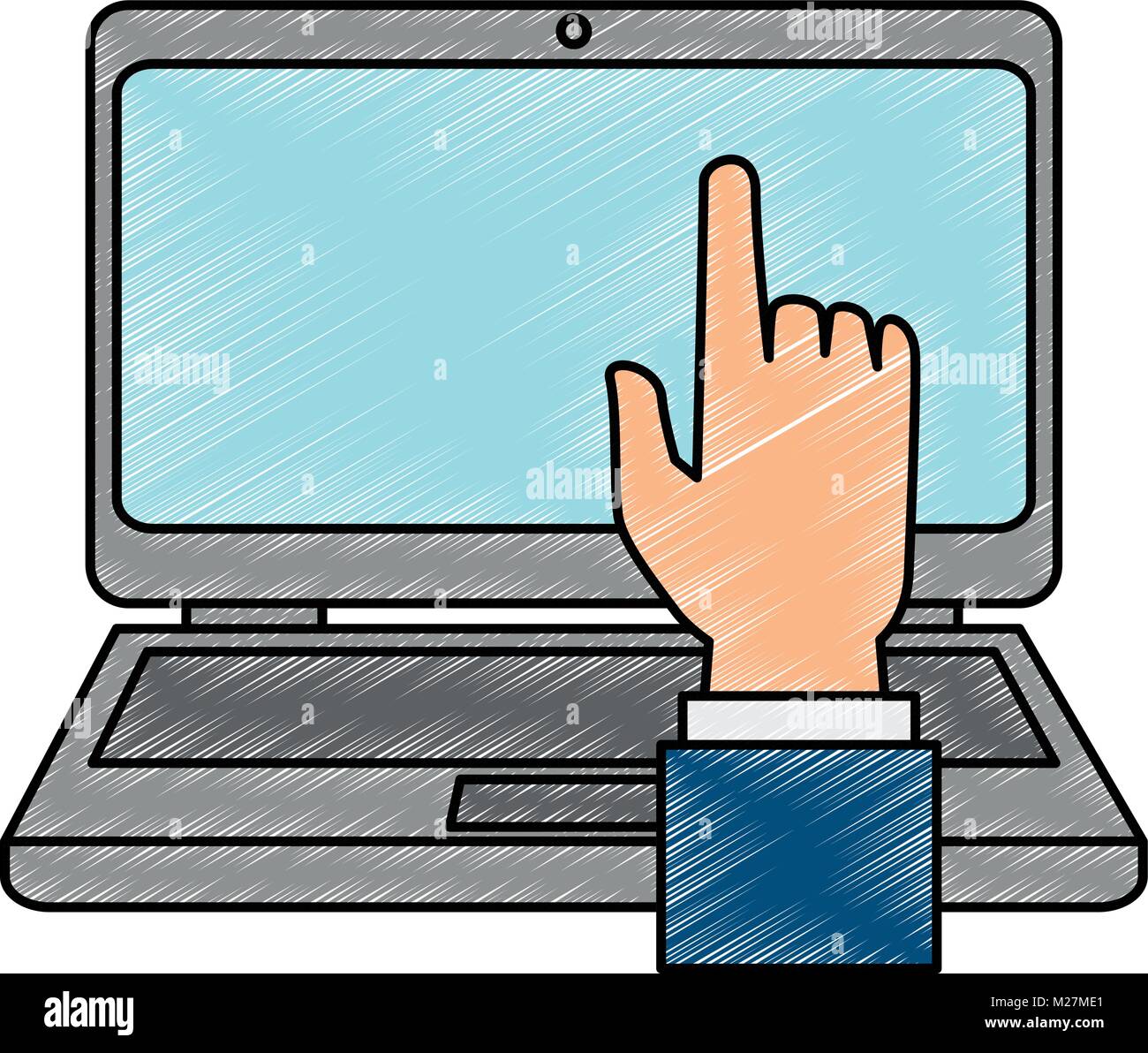 laptop computer with hand user Stock Vector Image & Art - Alamy