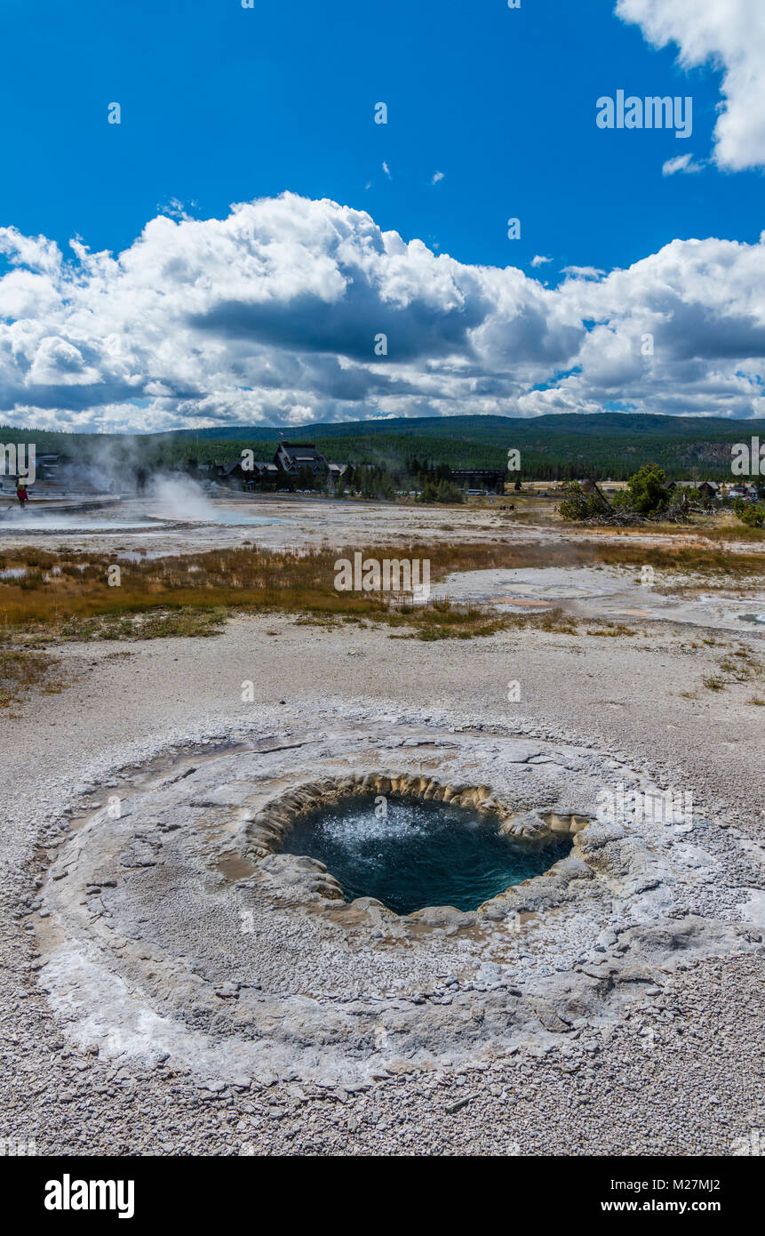 Beach Spring in Upper Geyser Basin occasionally boils with a rush of ...