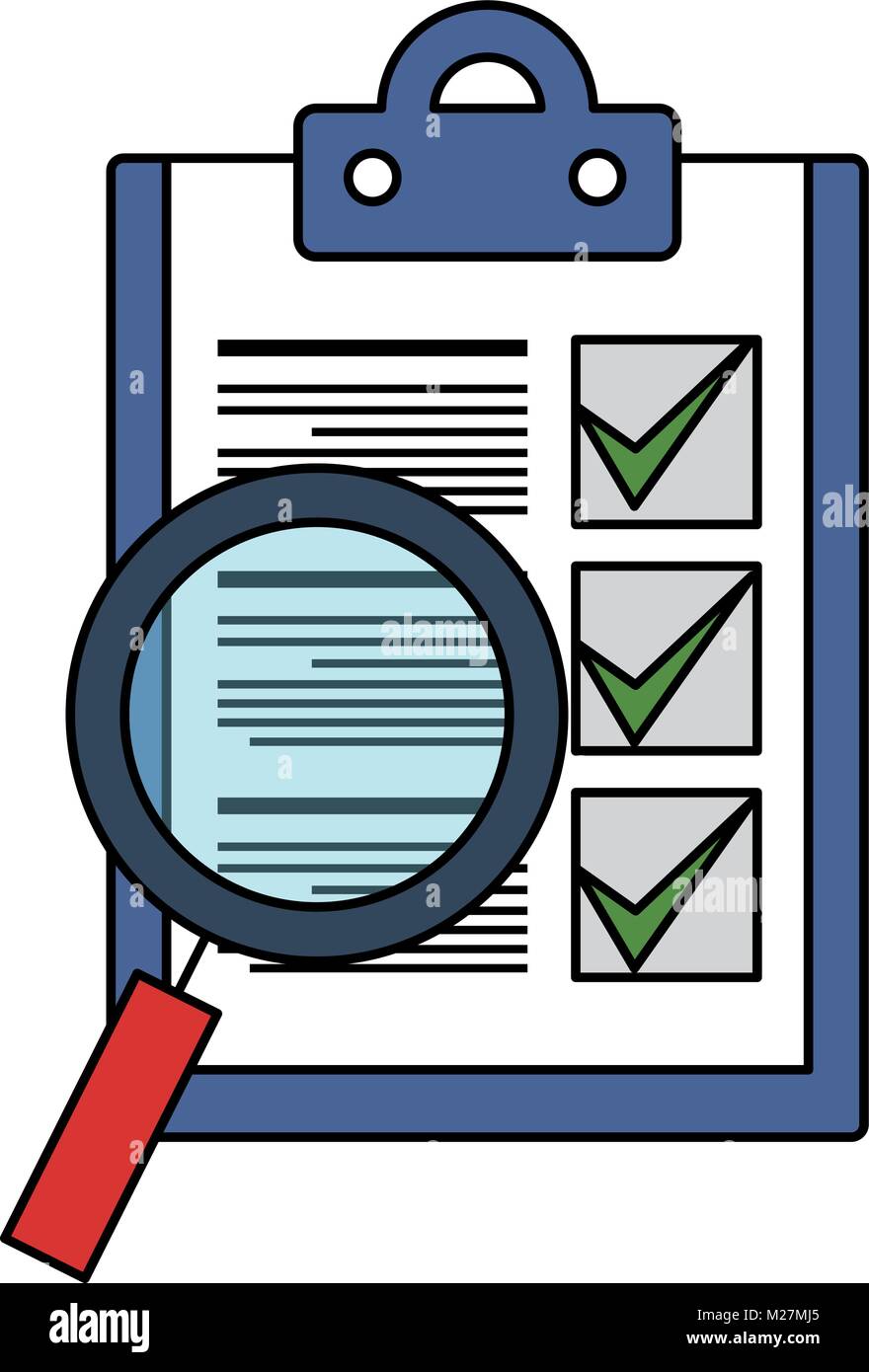 checklist document with magnifying glass Stock Vector Image & Art - Alamy