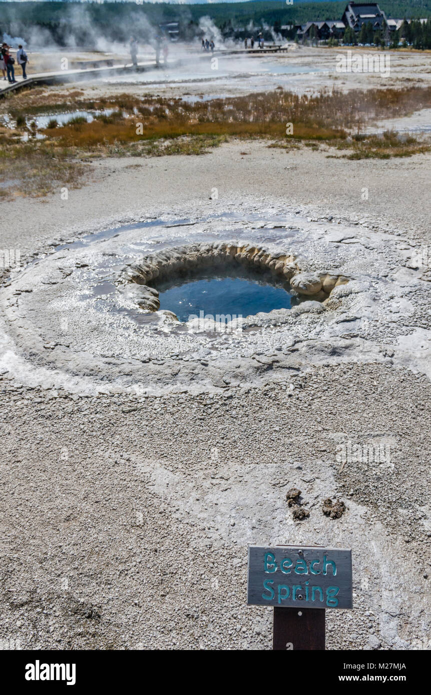 Beach Spring in Upper Geyser Basin occasionally boils with a rush of ...