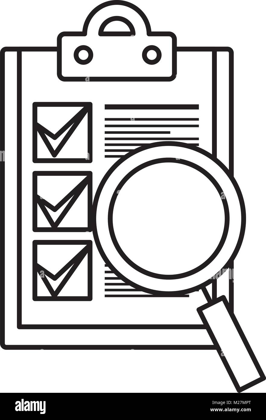checklist document with magnifying glass Stock Vector Image & Art - Alamy