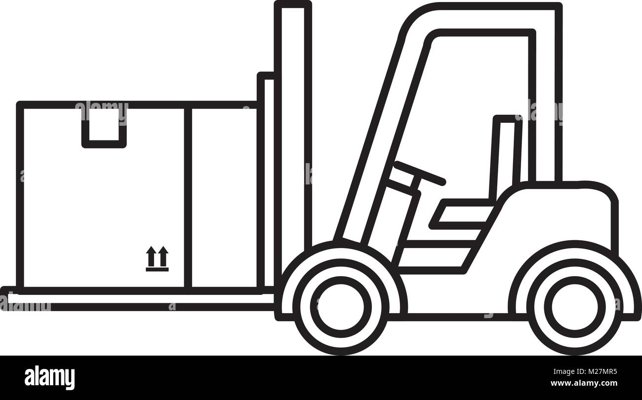 forklift vehicle with box Stock Vector Image & Art - Alamy