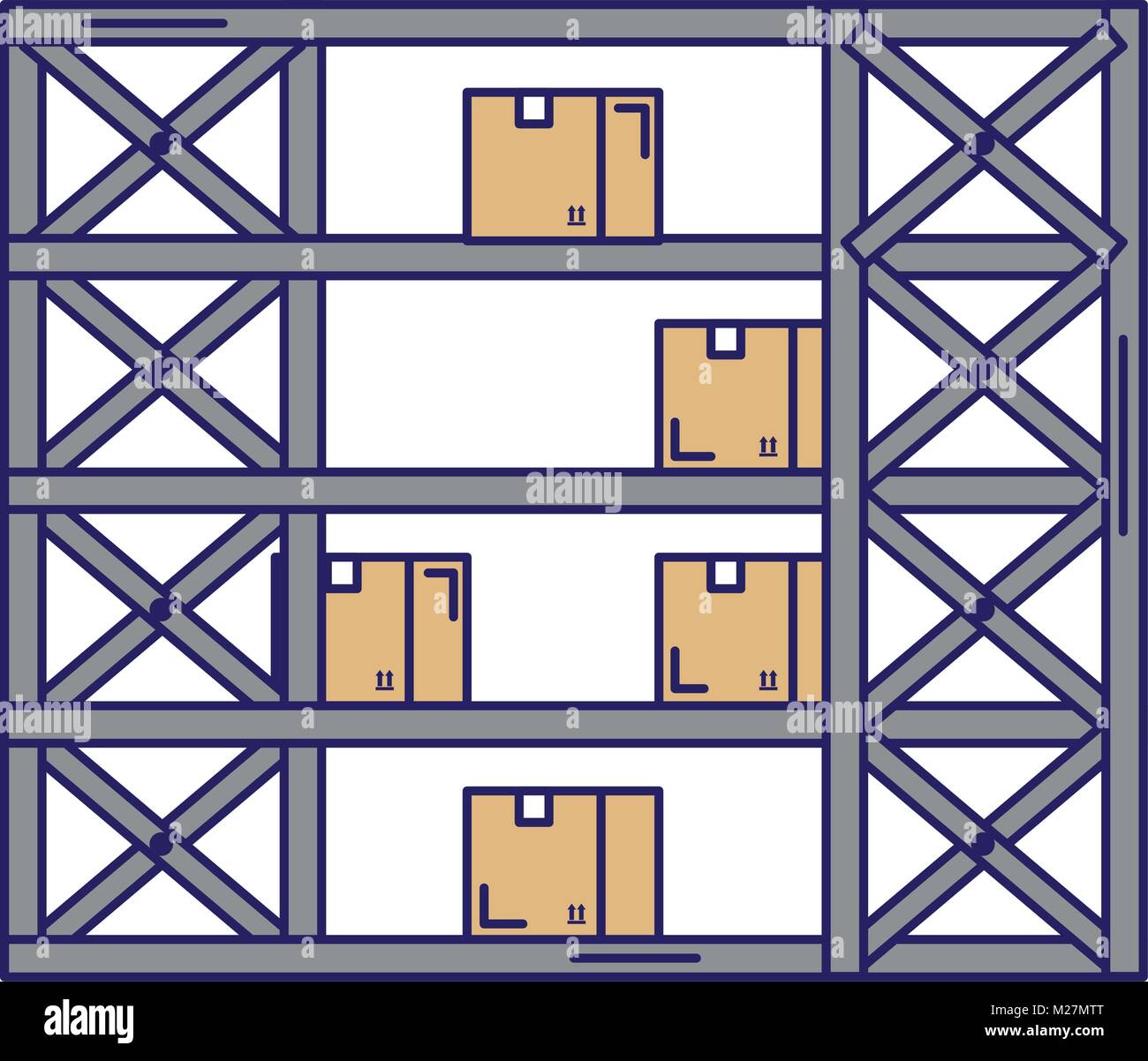shelving warehouse with boxes Stock Vector Image & Art - Alamy