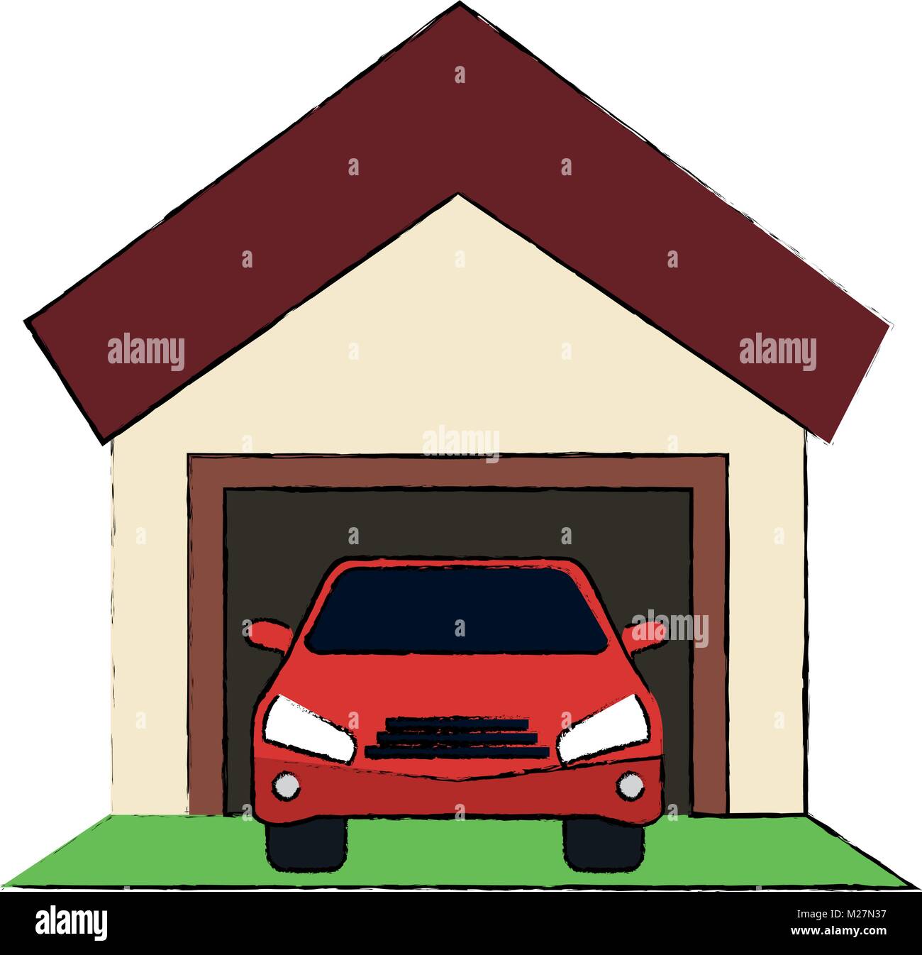 garage building with car Stock Vector Image & Art - Alamy
