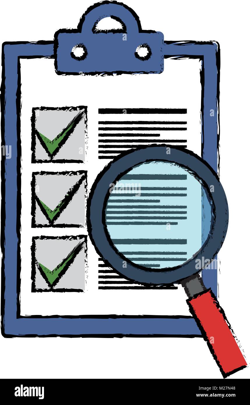 checklist document with magnifying glass Stock Vector Image & Art - Alamy