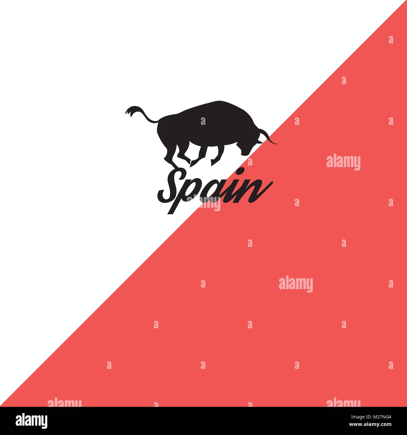 Vector bull sign of Spain on white and red background Stock Vector ...