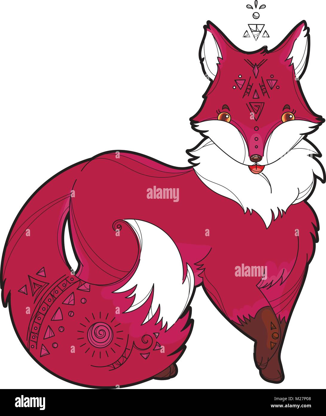 Vector image of a cute fox design isolated on a white background. Wild ...