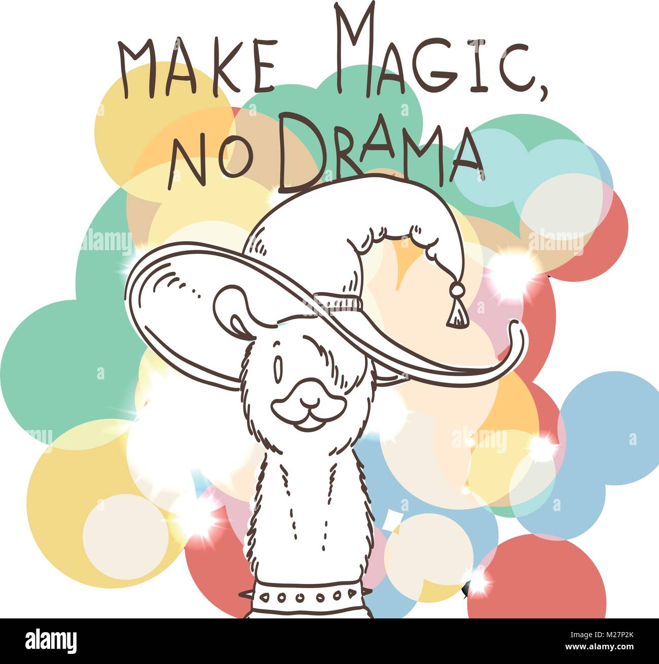 Cute card with cartoon llama. Motivational and inspirational quote ...