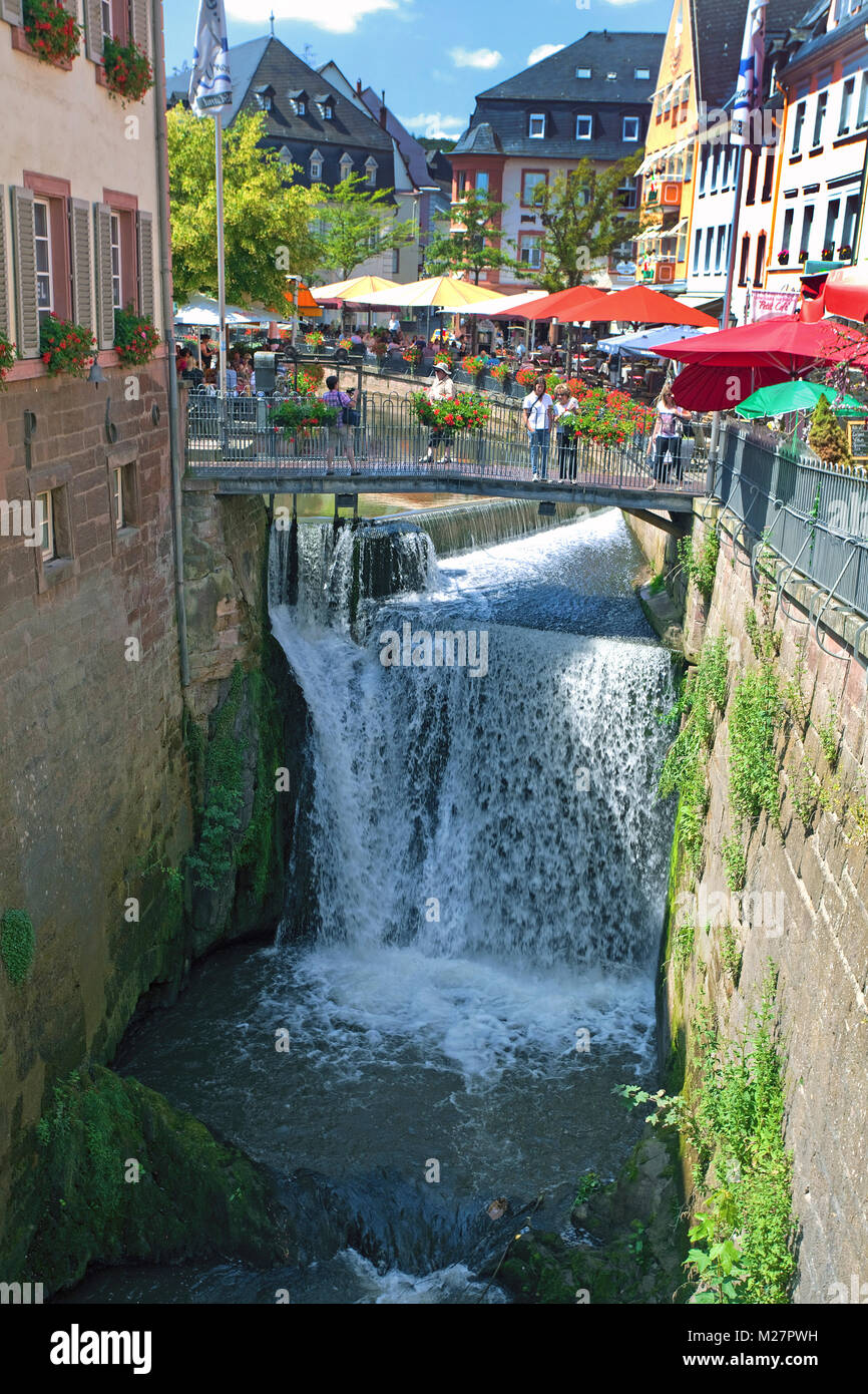 The Leukbach waterfall at old town of Saarburg, Rhineland-Palatinate ...