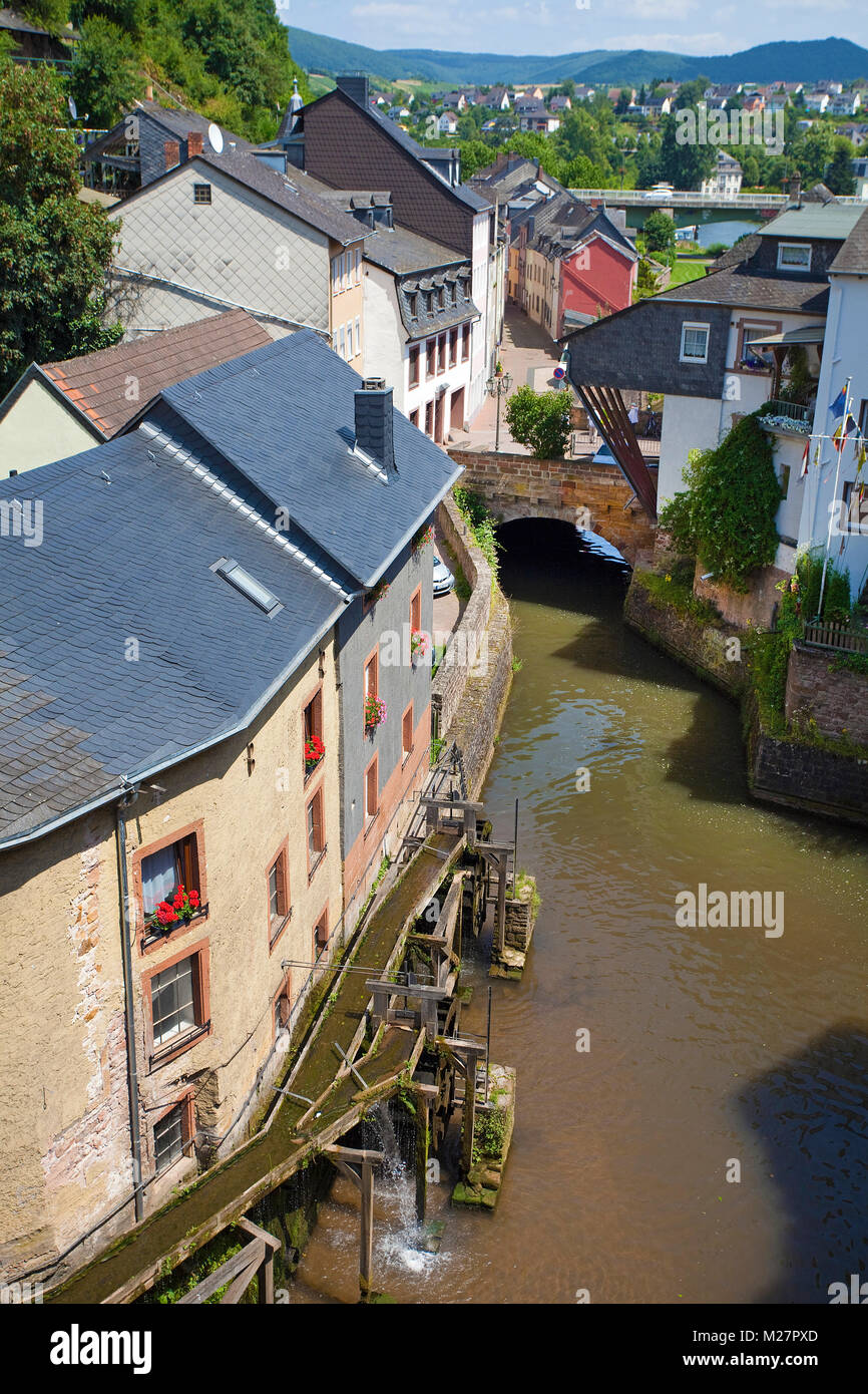 Historic water mills and buildings of 17. century at Leukbach stream ...