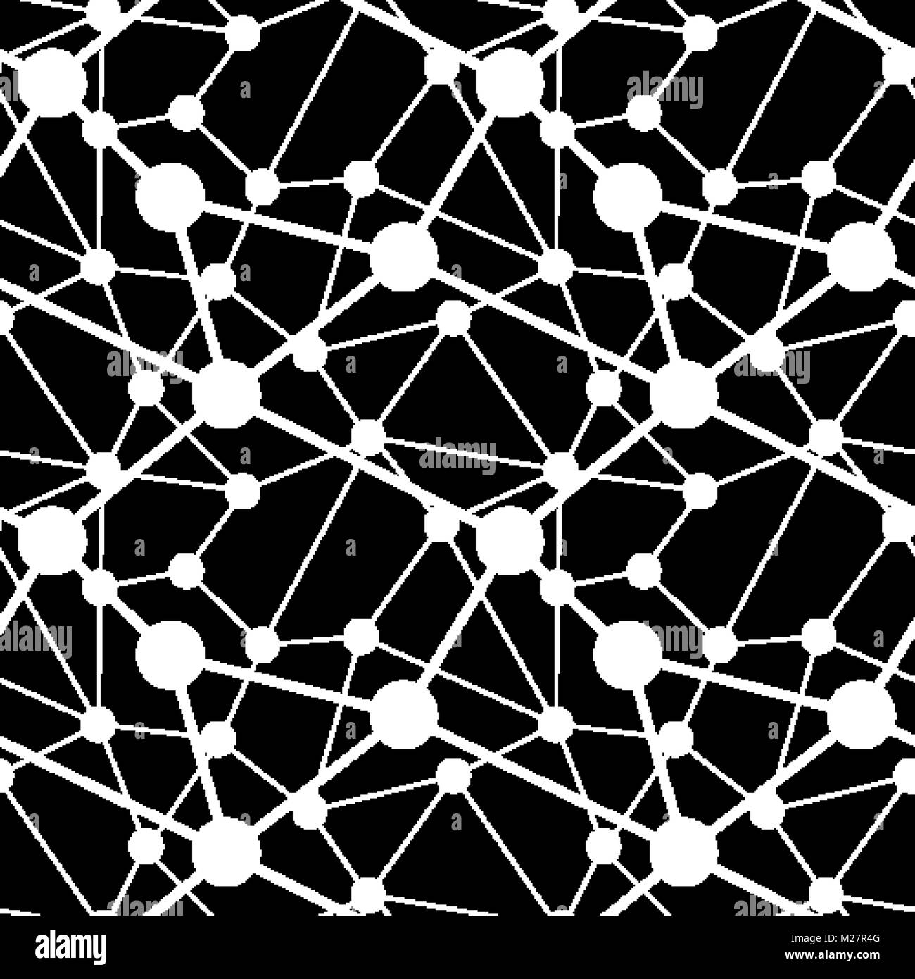 Vector abstract geometric dotted seamless pattern. White dots and lines ...