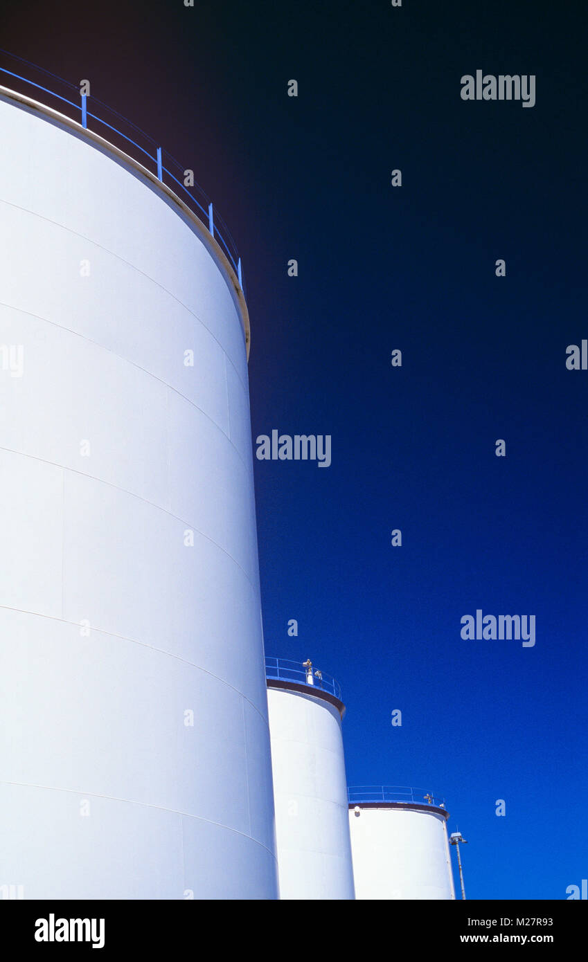 Large industrial-sized storage tanks for water and other liquids Stock ...