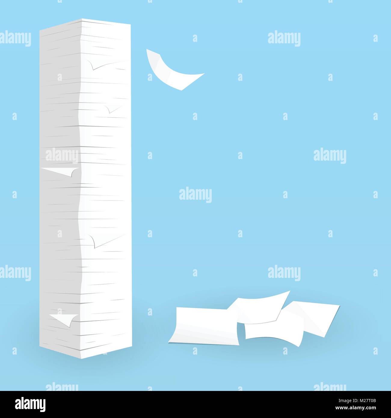 Stack of white sheets paper flying in blue room on floor Stock Vector ...