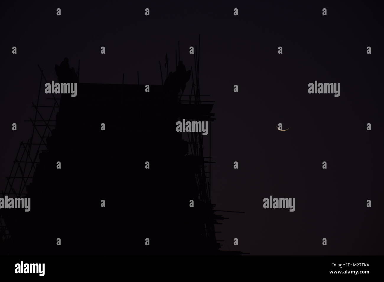 crescent moon over temple, sri lanka Stock Photo - Alamy