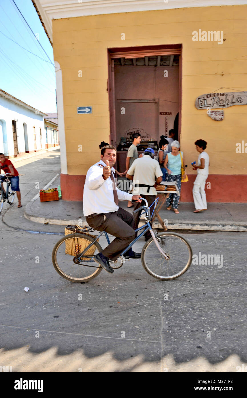 TRINIDAD, CUBA, OCTOBER 27, 2009. Cuban people hanging out in the ...