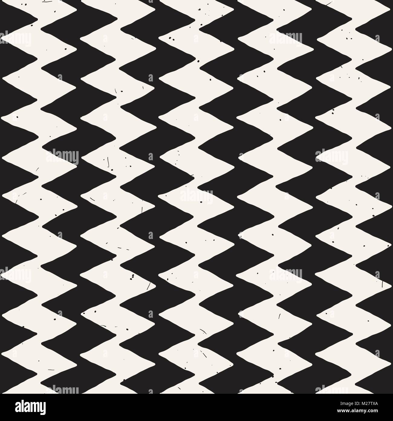 Hand drawn style abstract seamless pattern in black and white. Retro ...