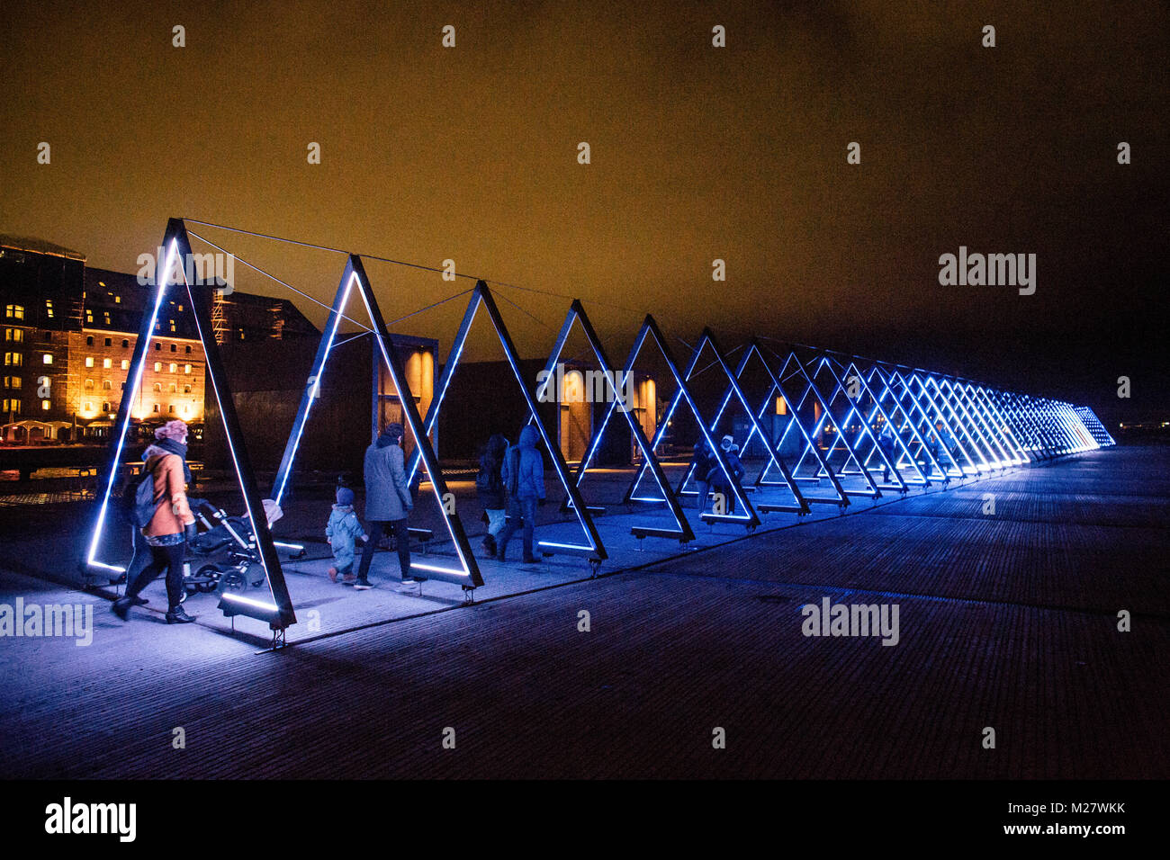 Denmark, Copenhagen - February 4, 2018. The Wave, an interactive sound ...