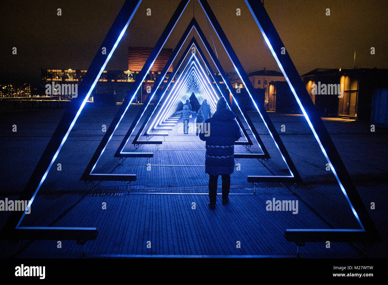 Denmark, Copenhagen - February 4, 2018. The Wave, an interactive sound ...