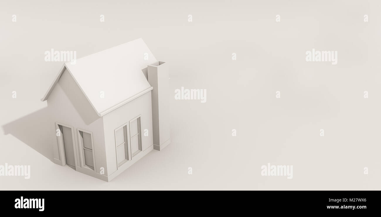 3d illustration of a simple house model isolated on white background ...