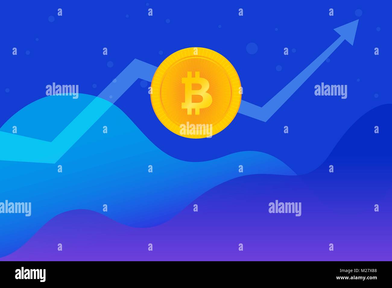 Bitcoin golden symbol concept vector illustration of huge growth on ...