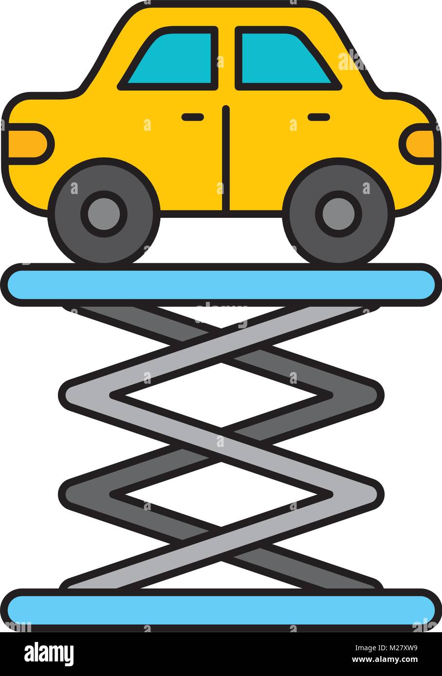 cartoon car over self propelled lift service maintenance Stock Vector ...