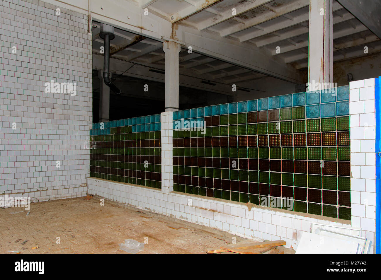 Internal terrible premises of the destroyed and abandoned building of ...