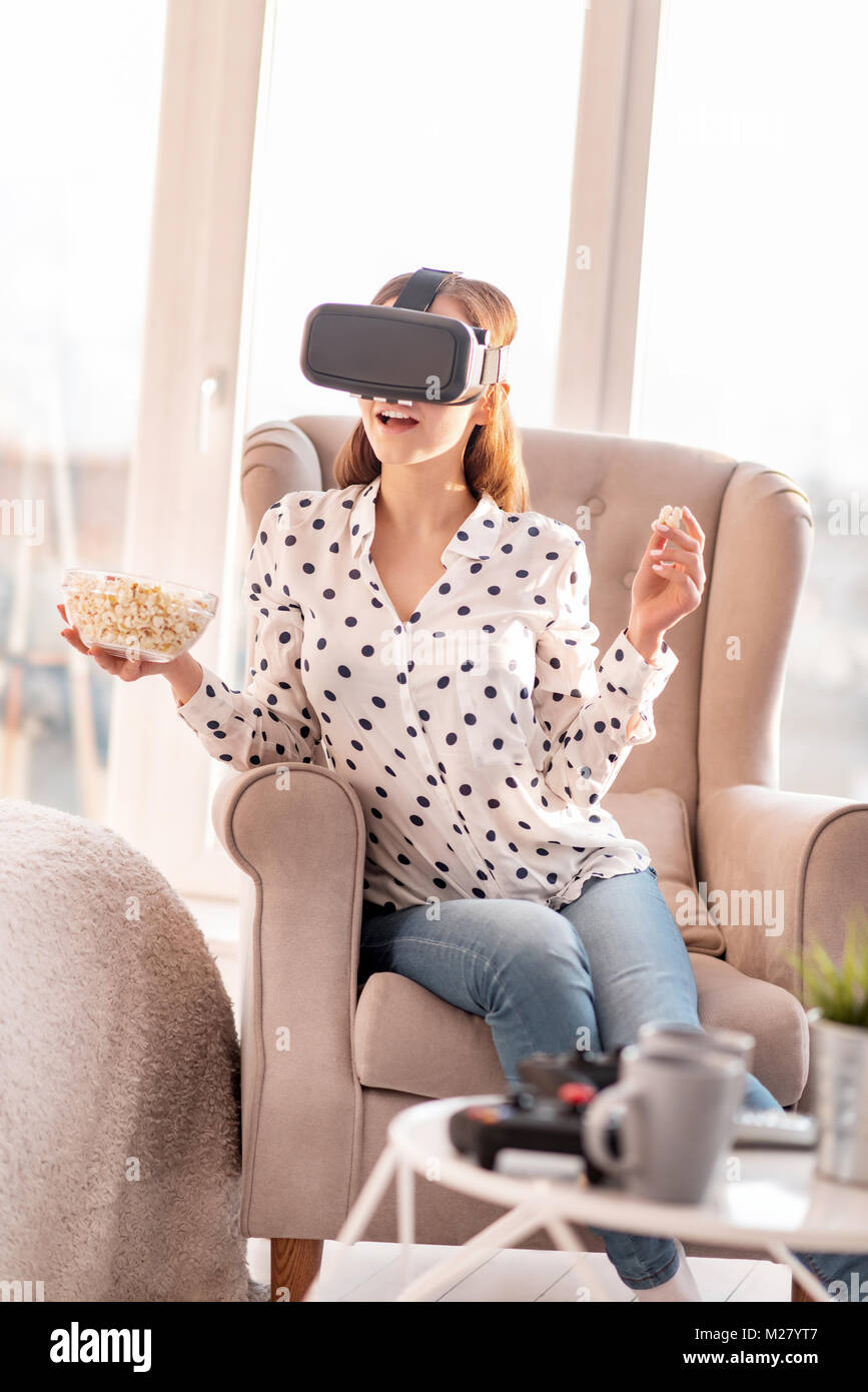 Woman watching vr glasses hi-res stock photography and images - Alamy