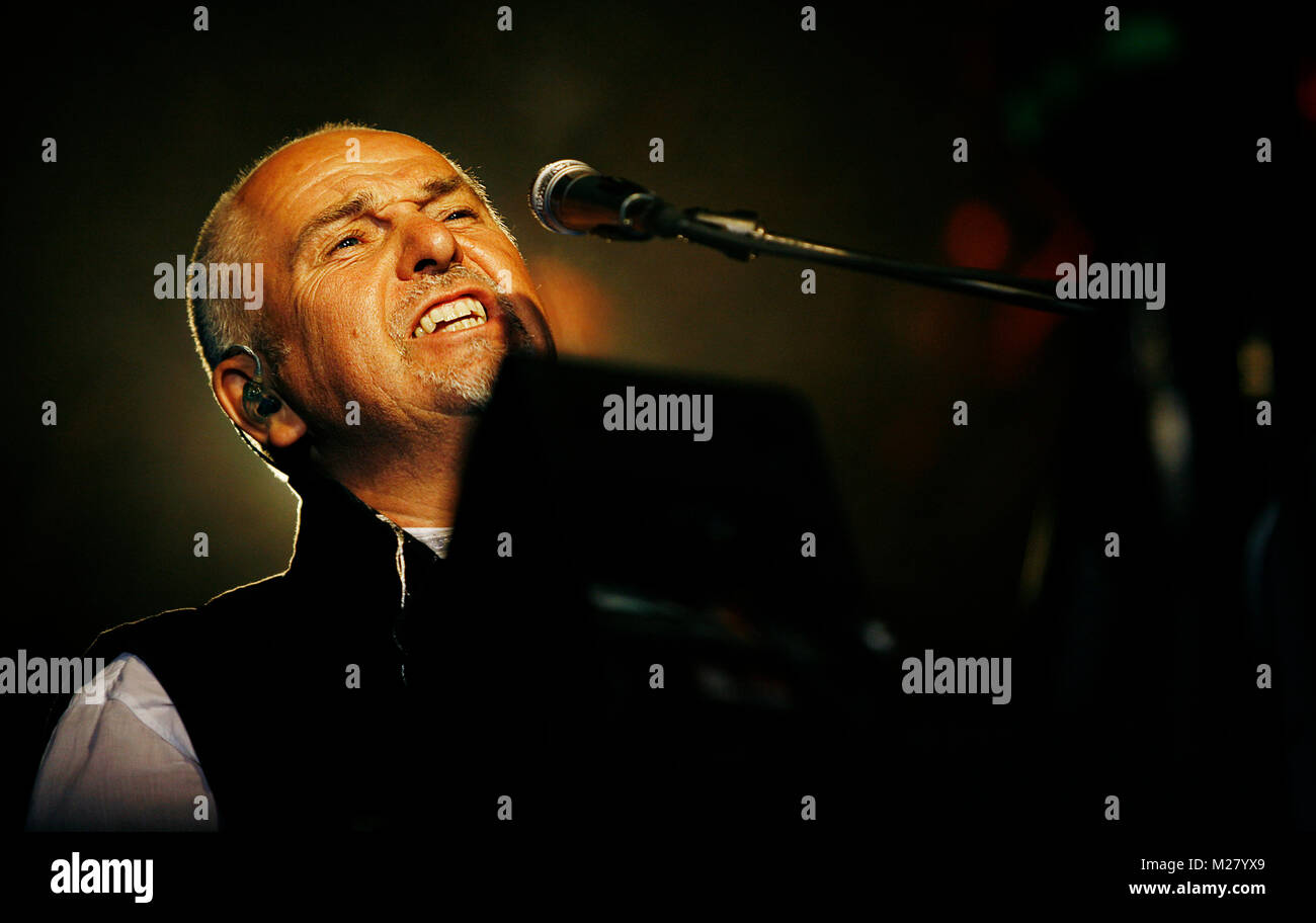 The English singer-songwriter and musician Peter Gabriel performs a ...